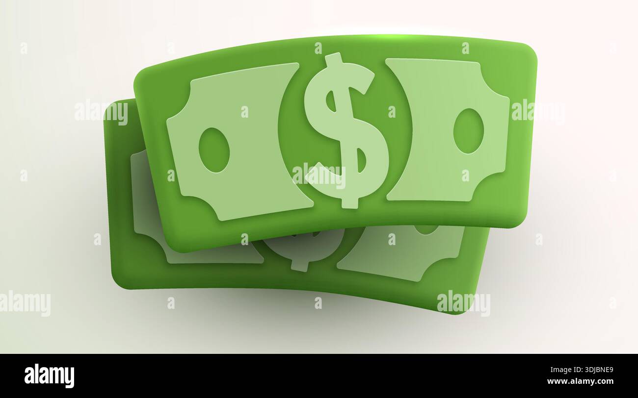 Two stylized green dollar bills with a prominent dollar sign in a ...