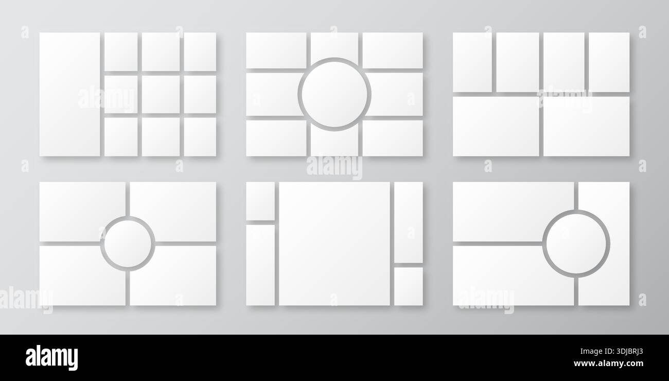 Realistic mood board collection. Photo collage grid set. Mosaic ...