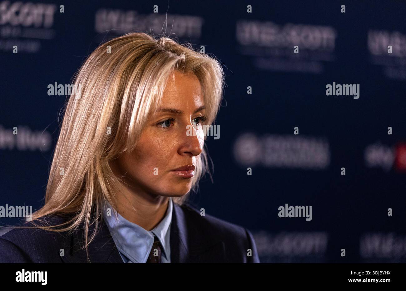 England women's team captain Leah Williamson talking to the FWA during ...