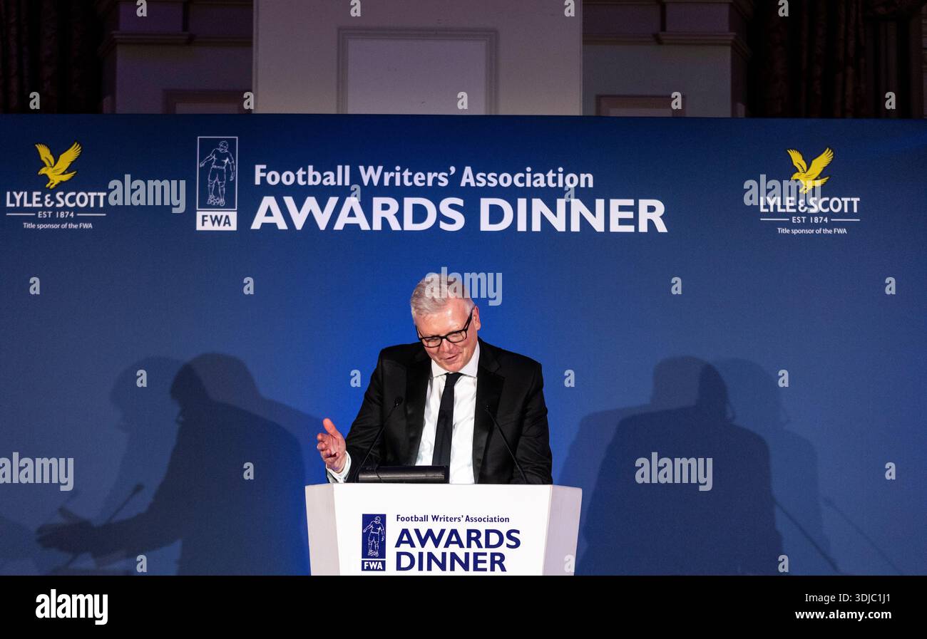 FWA Chairman John Cross giving tribute on stage to Sarina Wiegman ...