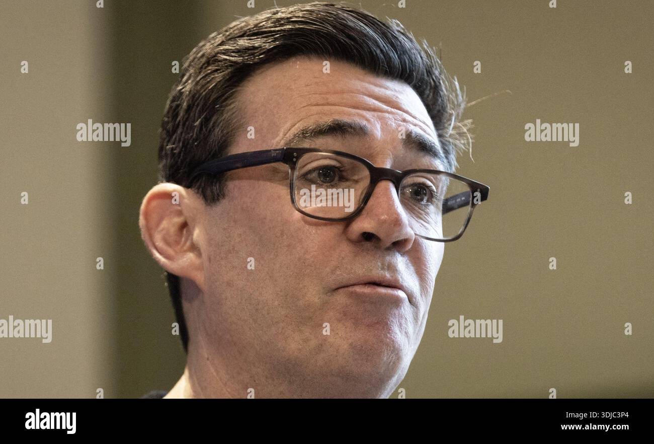 Mayor of Greater Manchester Andy Burnham speaking at the launch of ...