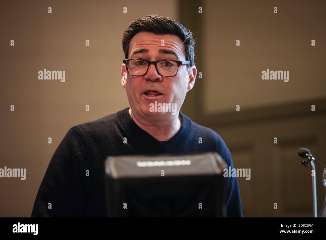 Mayor of Greater Manchester Andy Burnham speaking at the launch of ...