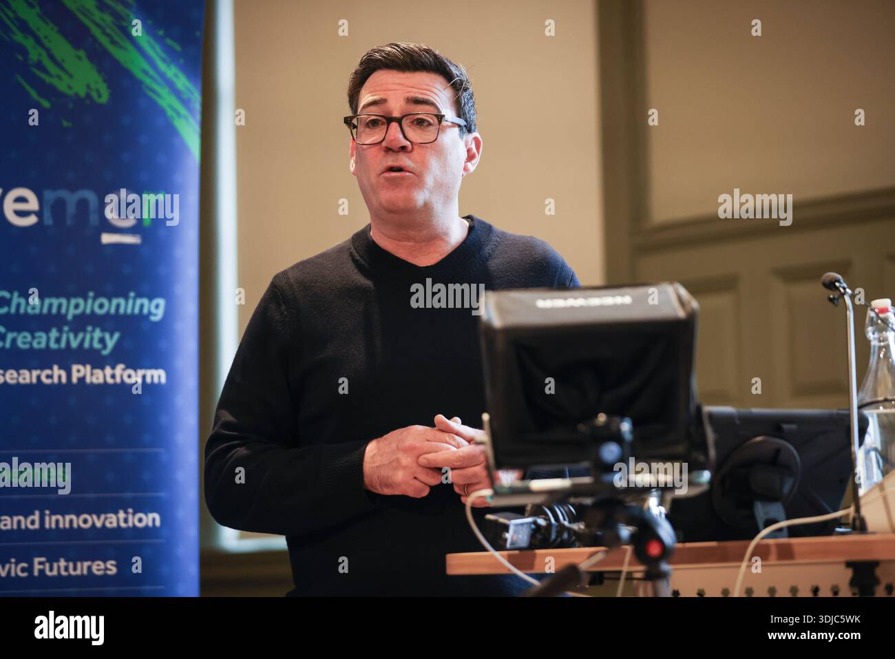 Mayor of Greater Manchester Andy Burnham speaking at the launch of ...