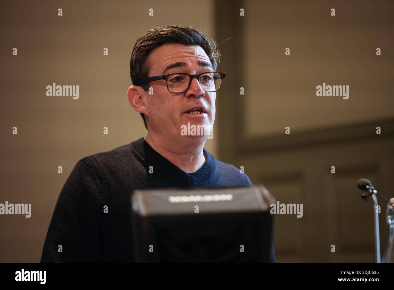 Mayor of Greater Manchester Andy Burnham speaking at the launch of ...