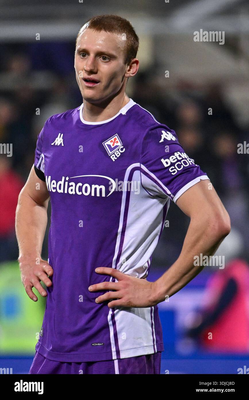 ACF Fiorentina's defender Pietro Comuzzo during ACF Fiorentina vs ...