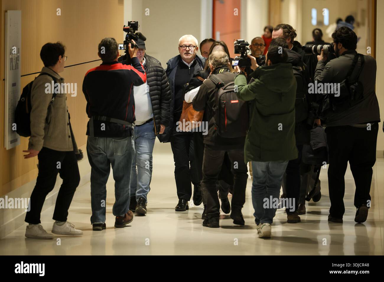 French former senator Joel Guerriau arrives at the courtroom, in Paris ...