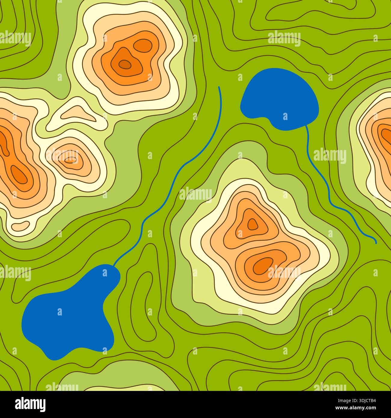 Seamless pattern topographic contour map. Landscape geodesy topography ...