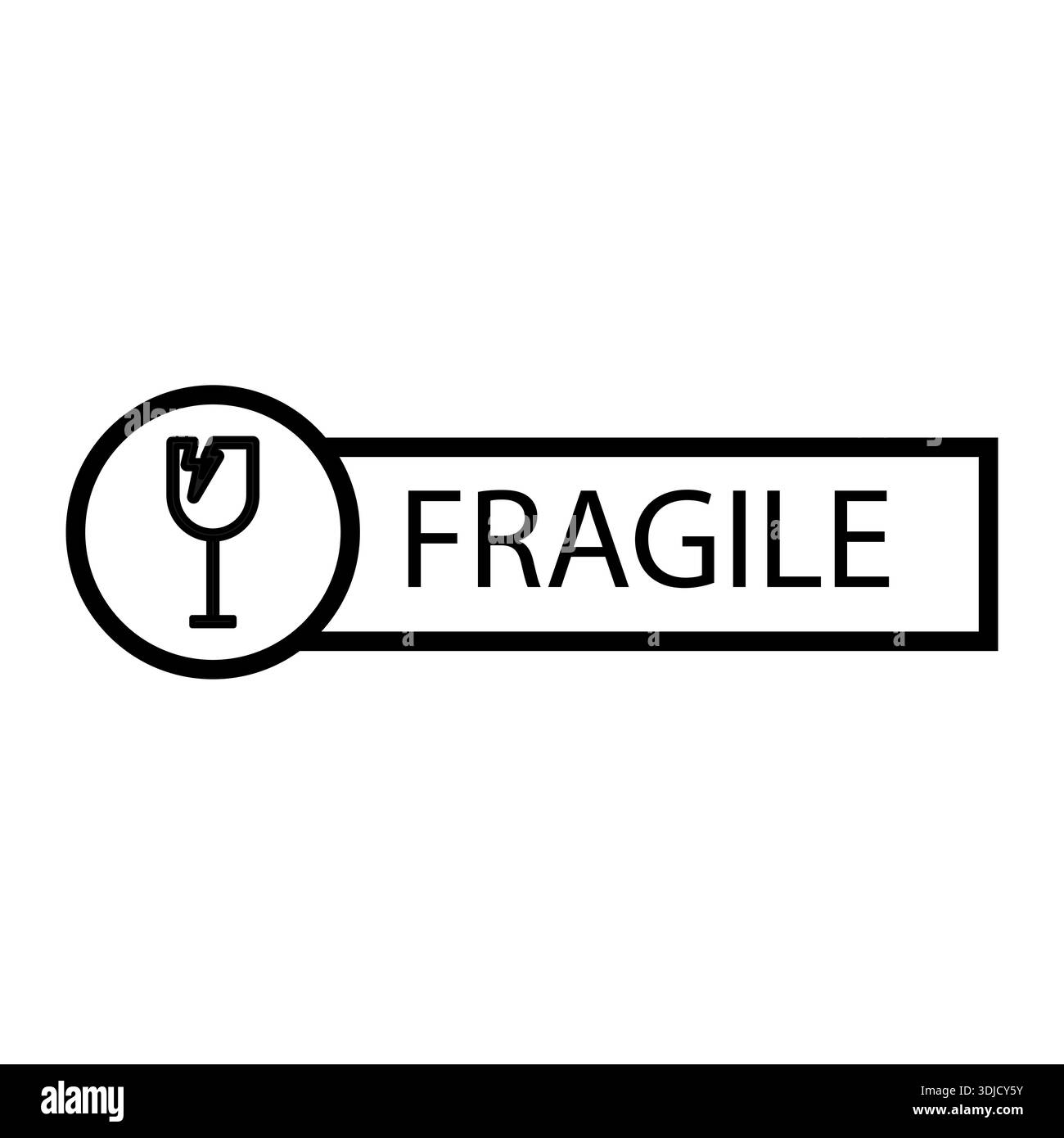 Fragile label icon. Broken glass symbol. Caution text Vector sign ...