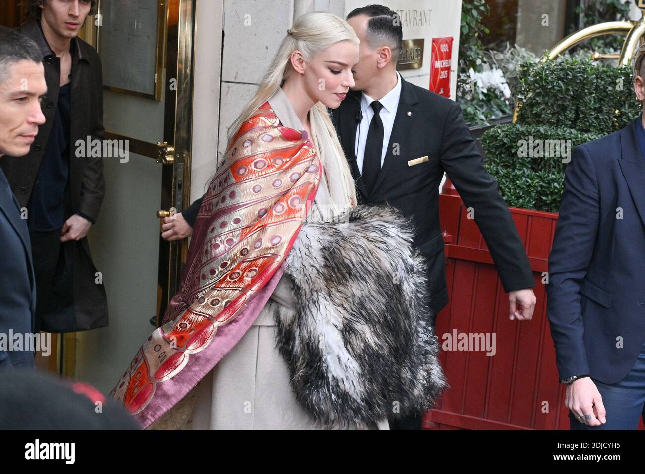 Paris, France. 26th Jan, 2026. Anya Taylor Joy seen out of hotel during ...