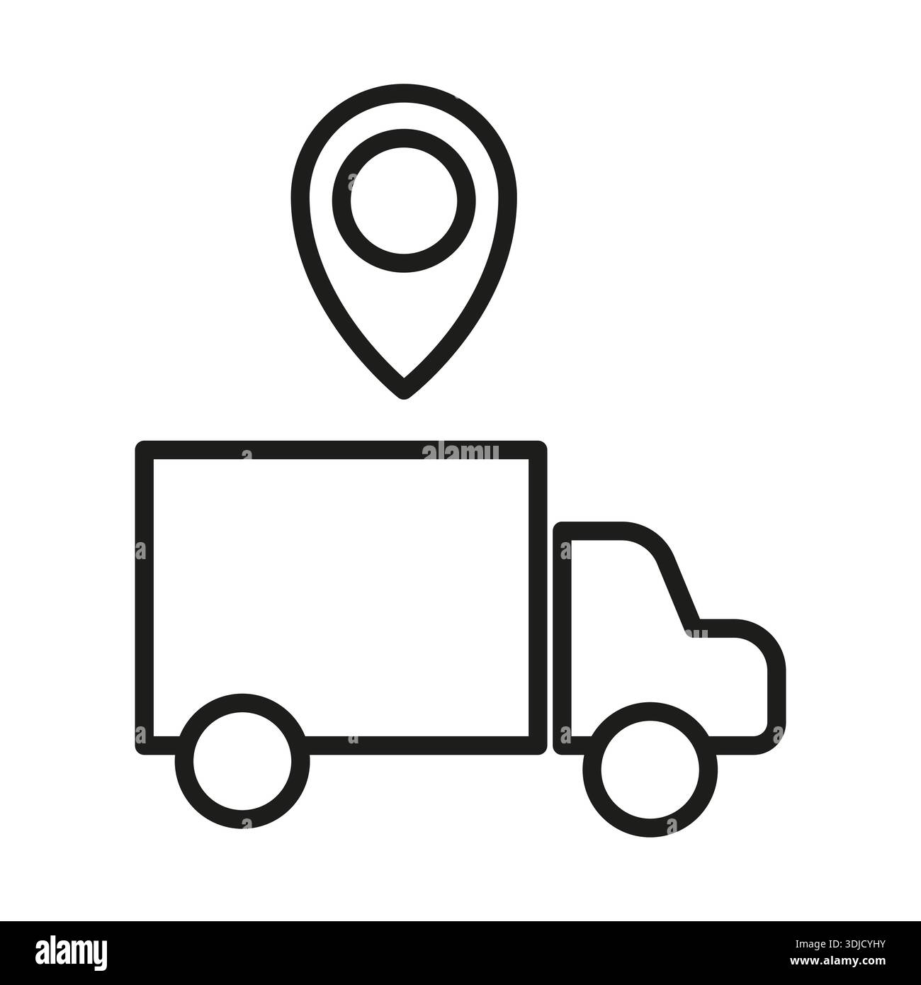 Delivery truck icon. Location tracking symbol. Logistics transport ...