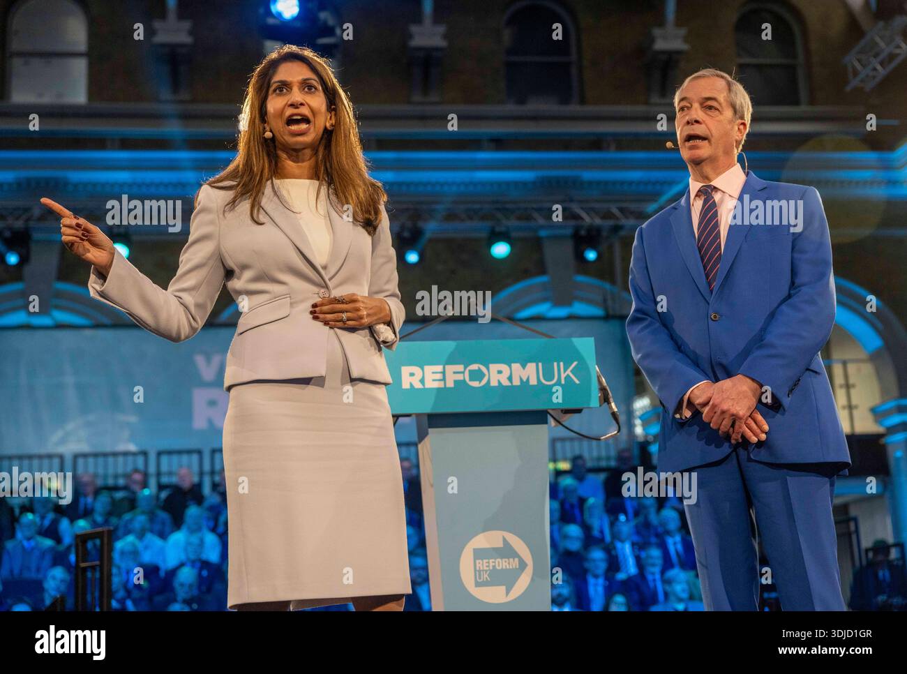 Suella braverman and nigel farage reform uk leader hi-res stock ...