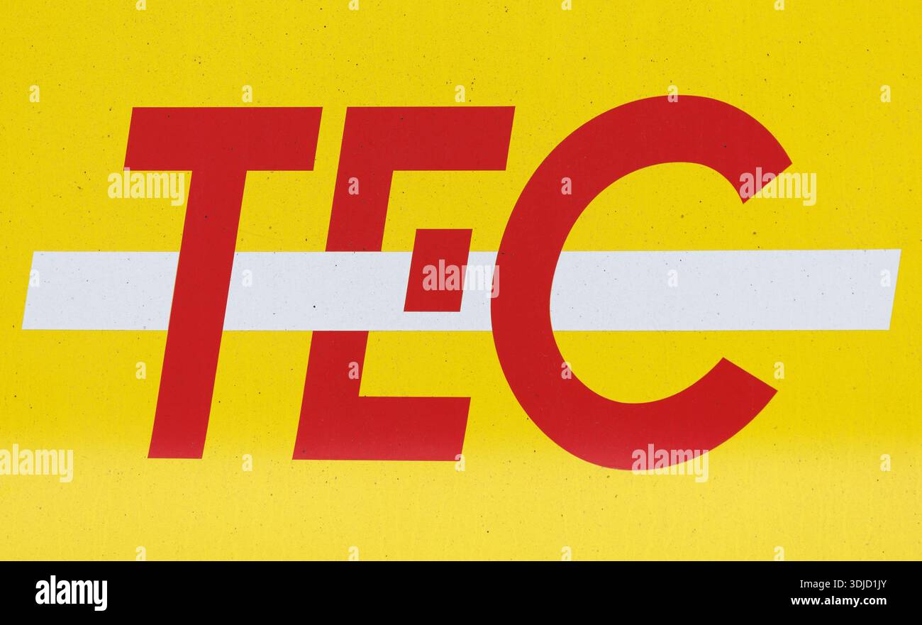 A logo pictured at a bus depot of Walloon public transport company ...