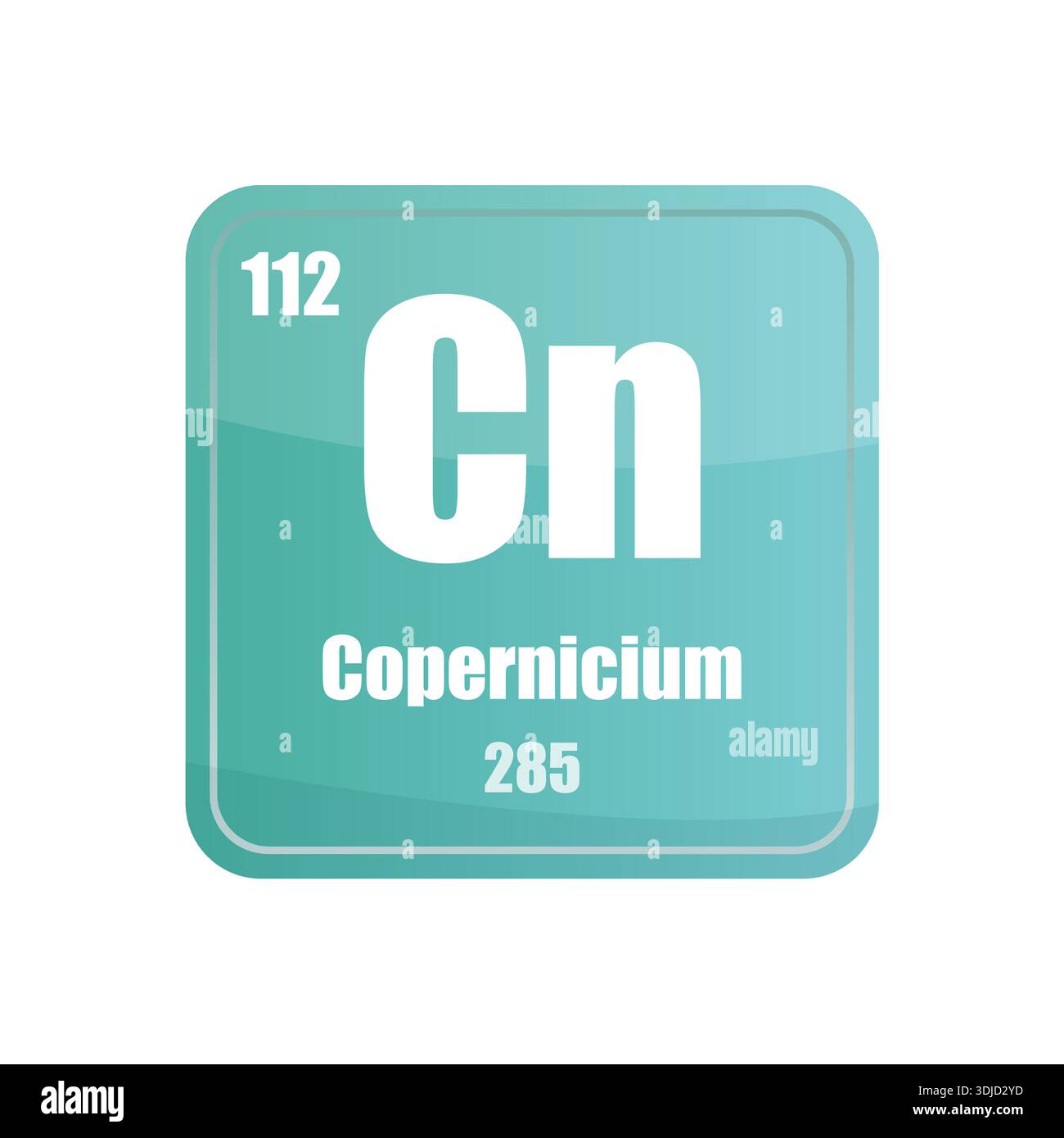 Copernicium element. Atomic number one hundred twelve. Blue green ...
