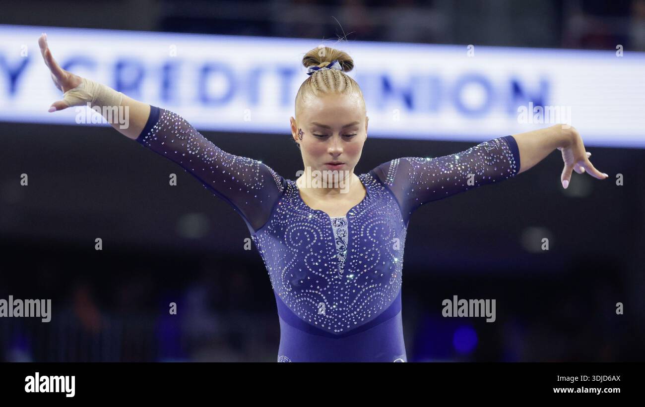 Auburn's Hannah Hagle competes on the balance beam during an NCAA ...