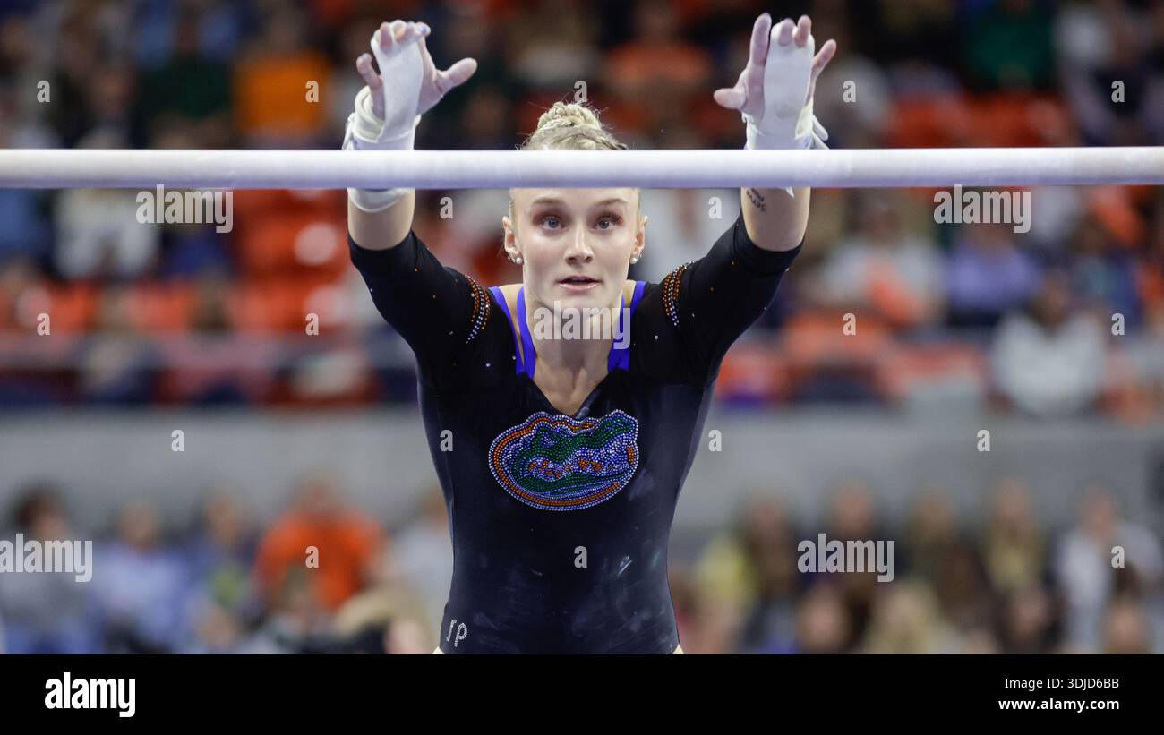 Florida's Riley McCusker competes on the uneven bars during an NCAA ...