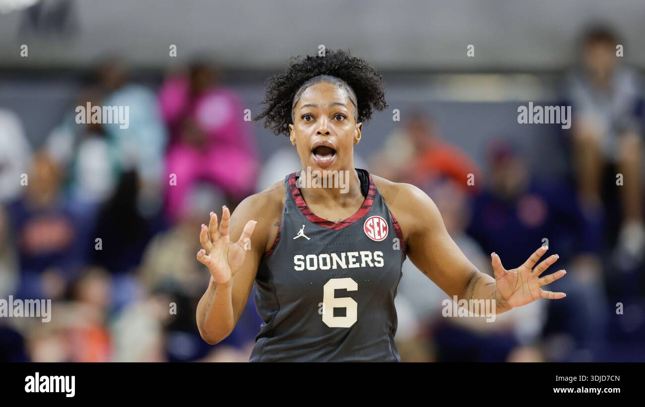 Oklahoma's Sahara Williams (6) defends during the second half an NCAA ...