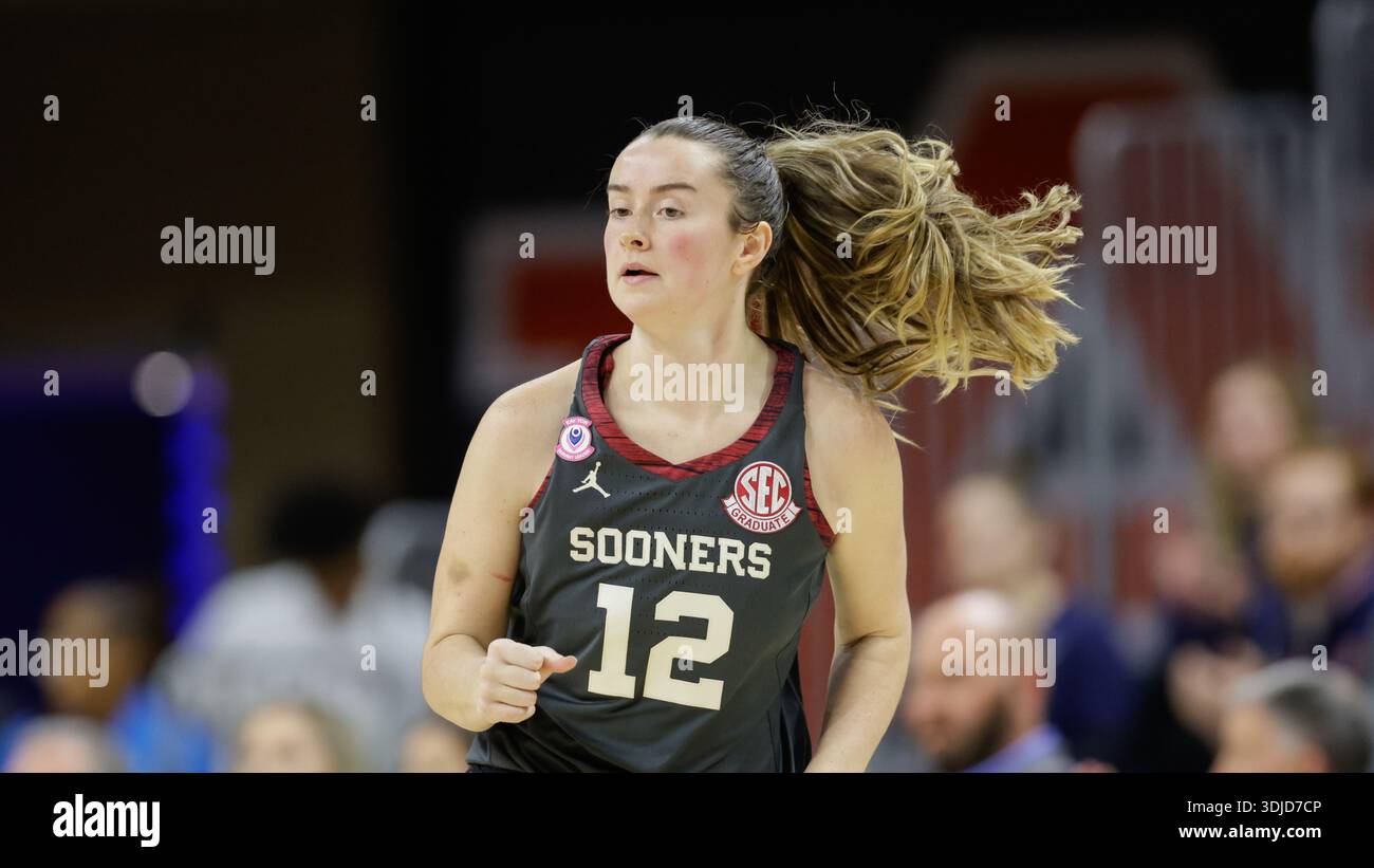 Oklahoma's Payton Verhulst (12) defends during the second half an NCAA ...