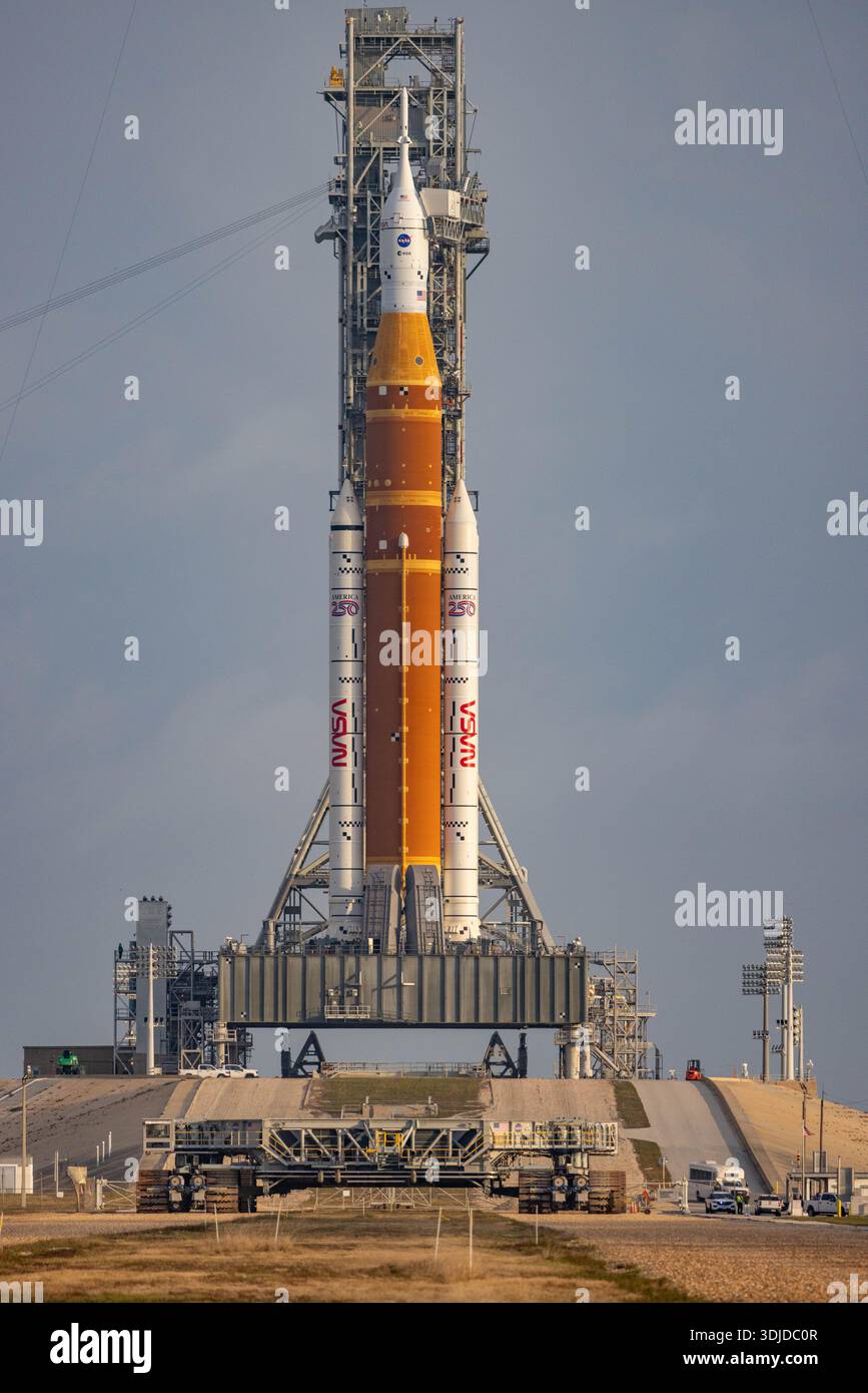In a brief moment of sunshine on January 26th 2026 NASA Artemis II sls ...