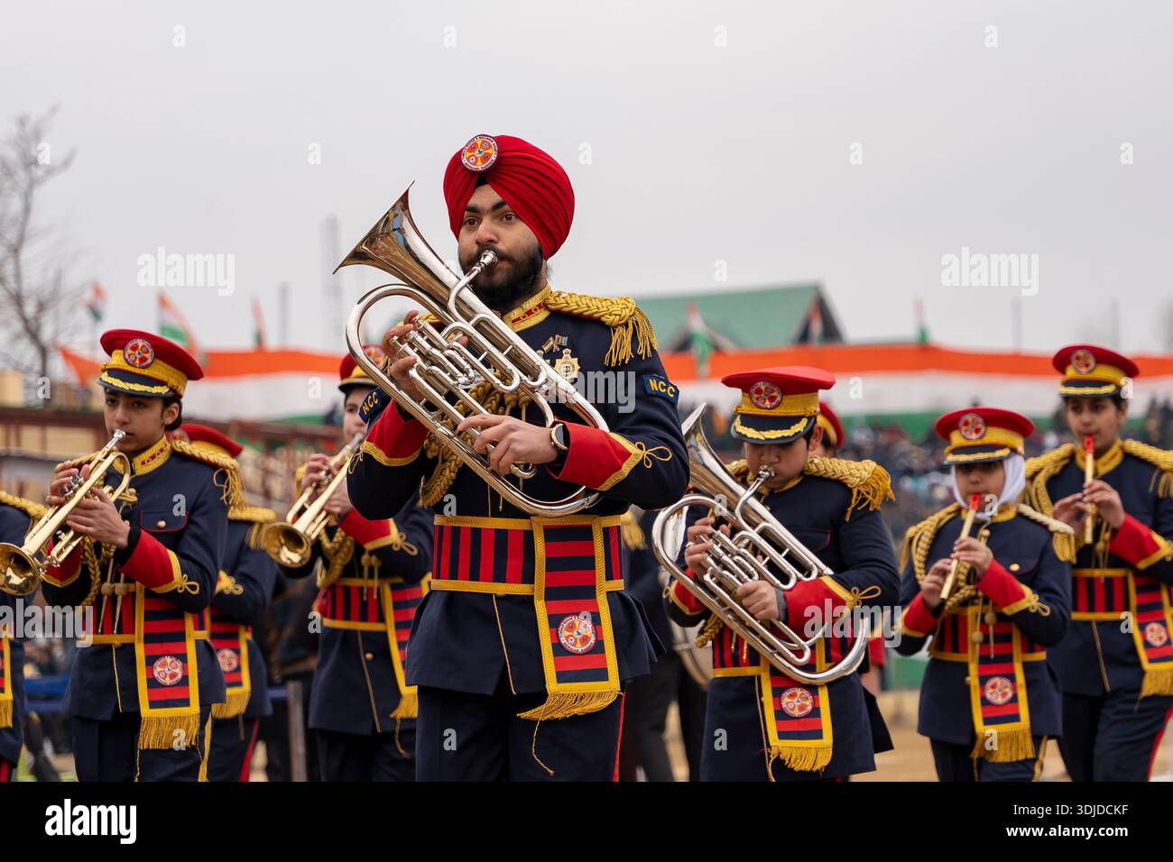 NCC (National Cadet Corps) band contingents perform during the Republic ...