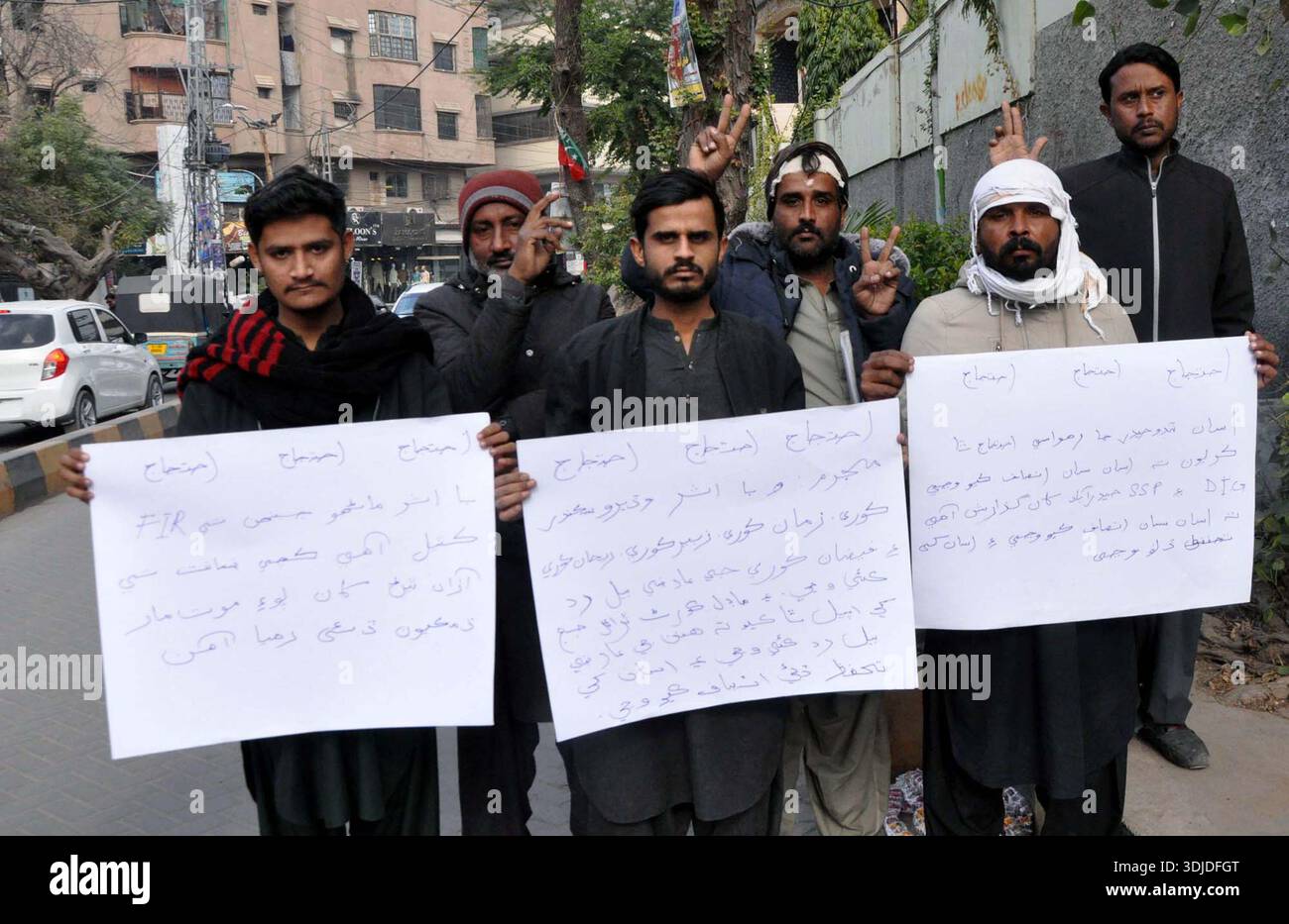 HYDERABAD, PAKISTAN, JAN 26: Residents of Tando Hyder are holding ...