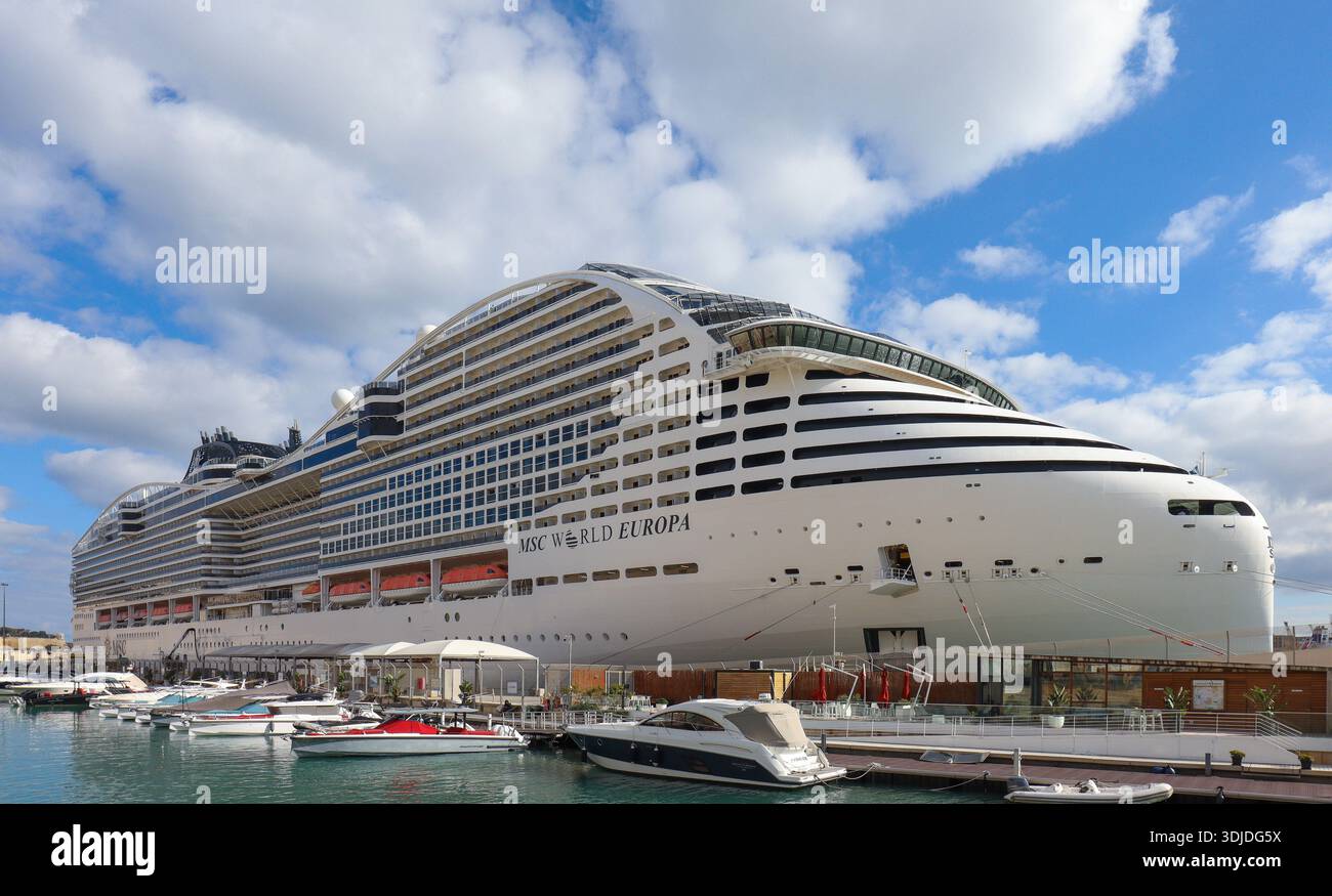 MSC World Europa cruise ship in Valletta Docks, Malta Stock Photo - Alamy