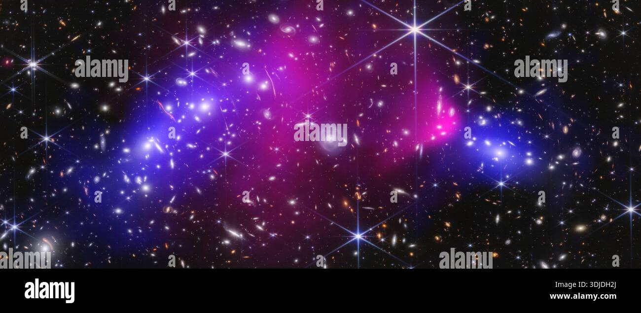 This NASA image shows two massive galaxy clusters previously captured ...