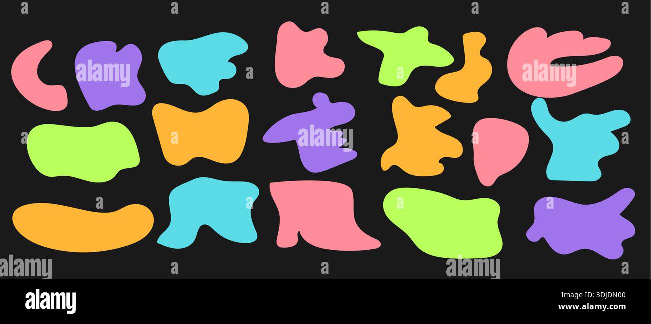 Organic freeform vector shapes set. Irregular amoeba and bubble forms ...