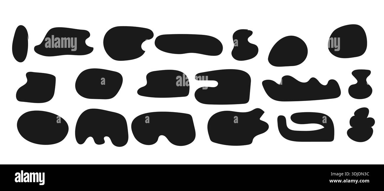 Abstract black oval freeform blob and bubble shapes. Organic irregular ...