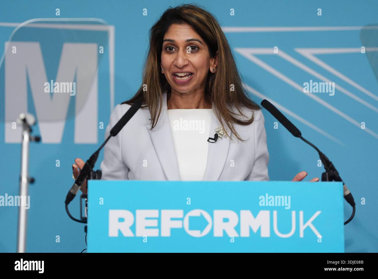 Suella Braverman speaking during a Reform UK press conference at Reform ...
