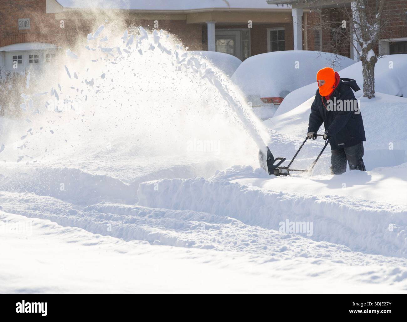 (260126) -- OAKVILLE, Jan. 26, 2026 (Xinhua) -- A man clears snow in ...