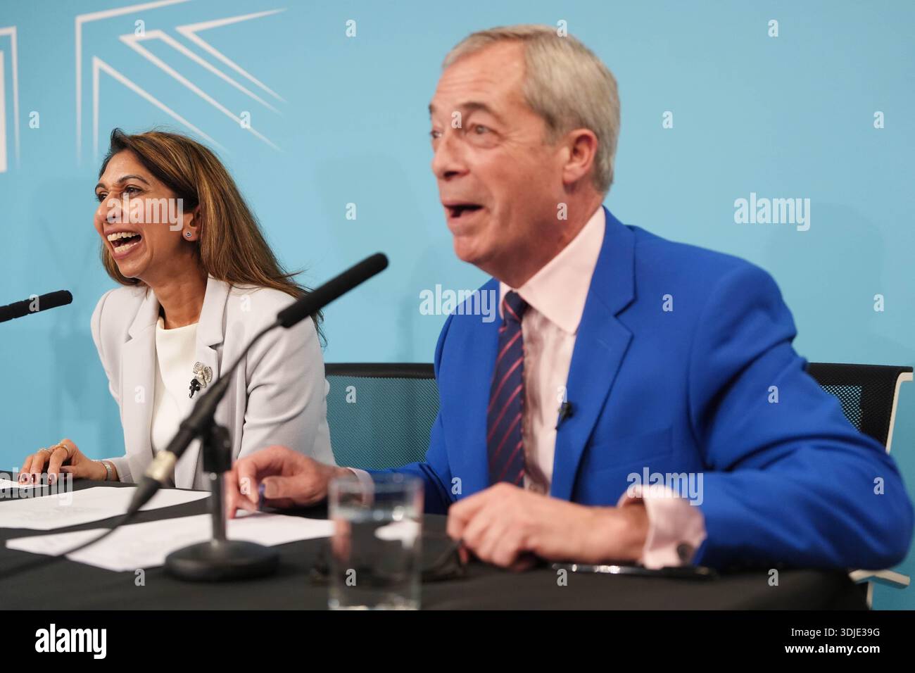 Suella Braverman and Reform UK Party leader Nigel Farage during a ...