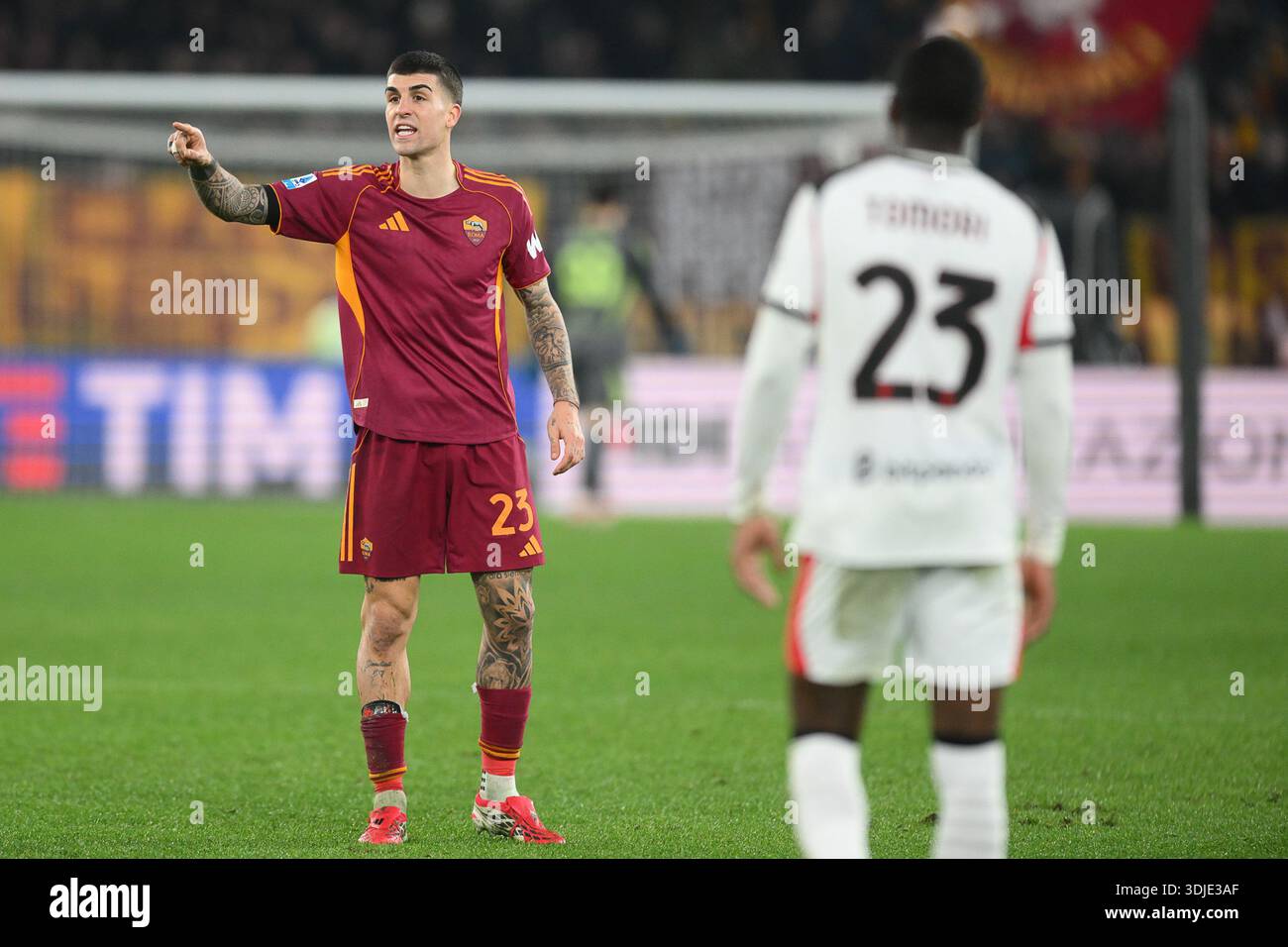 Olimpico Stadium, Rome, Italy - Gianluca Mancini of AS Roma complains ...