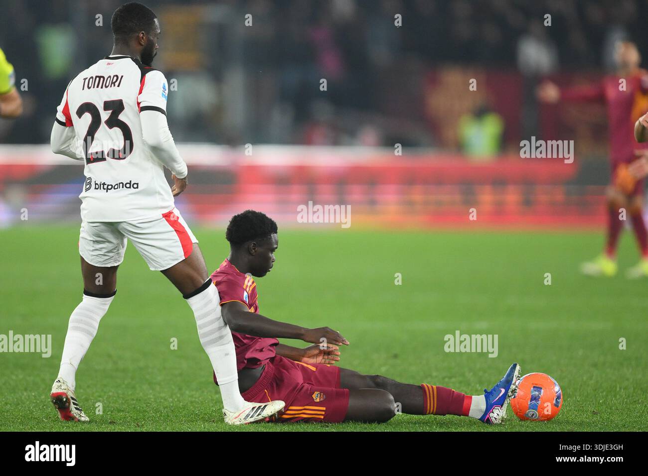 Olimpico Stadium, Rome, Italy - Robinio Vaz of AS Roma under pressure ...