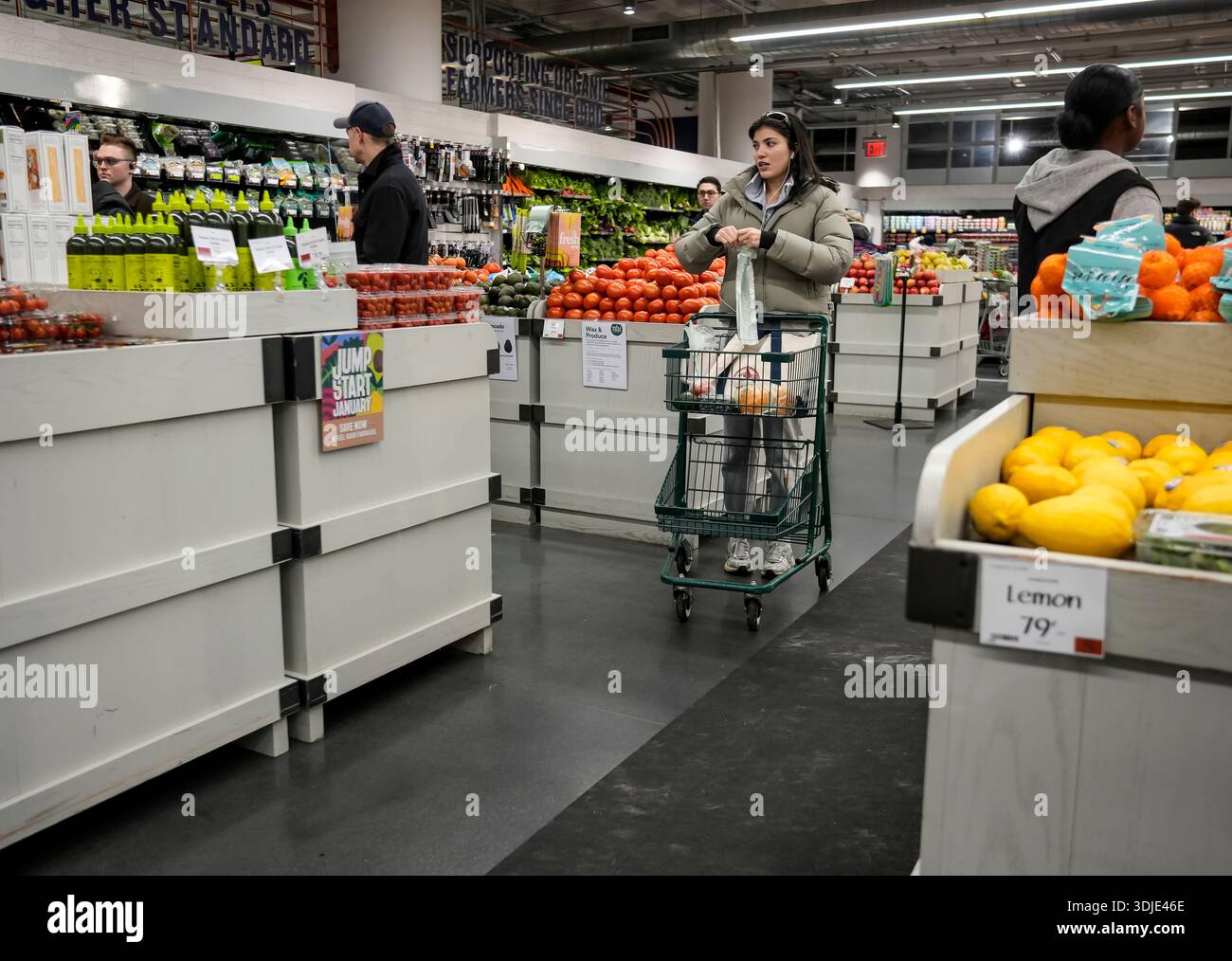 Shopping in a Whole Foods Market supermarket in New York on Sunday ...