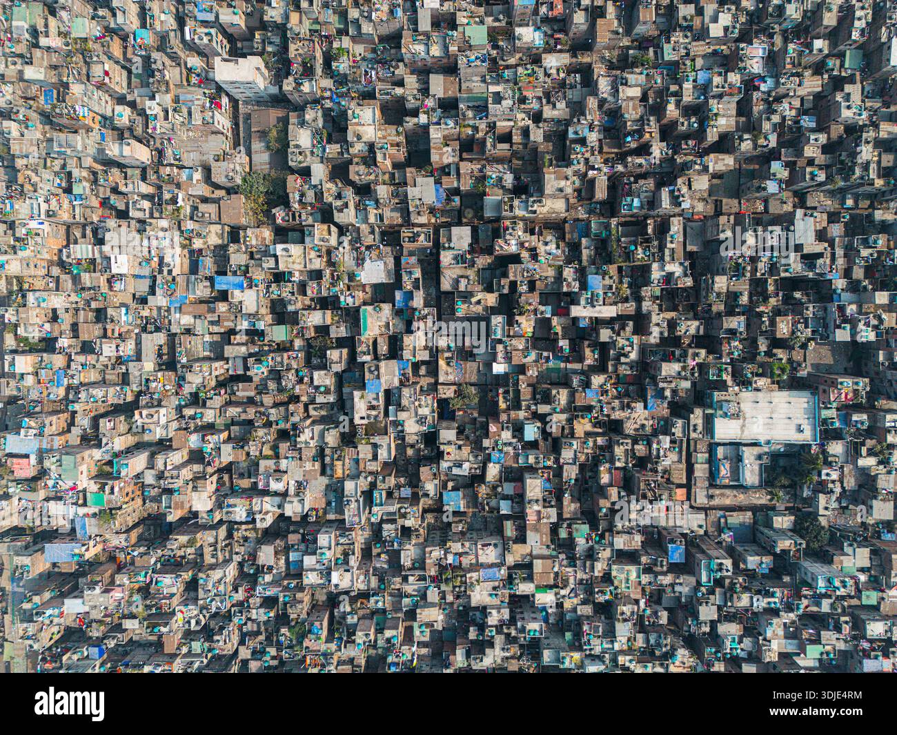 Aerial view of densely packed buildings create an intricate mosaic of ...
