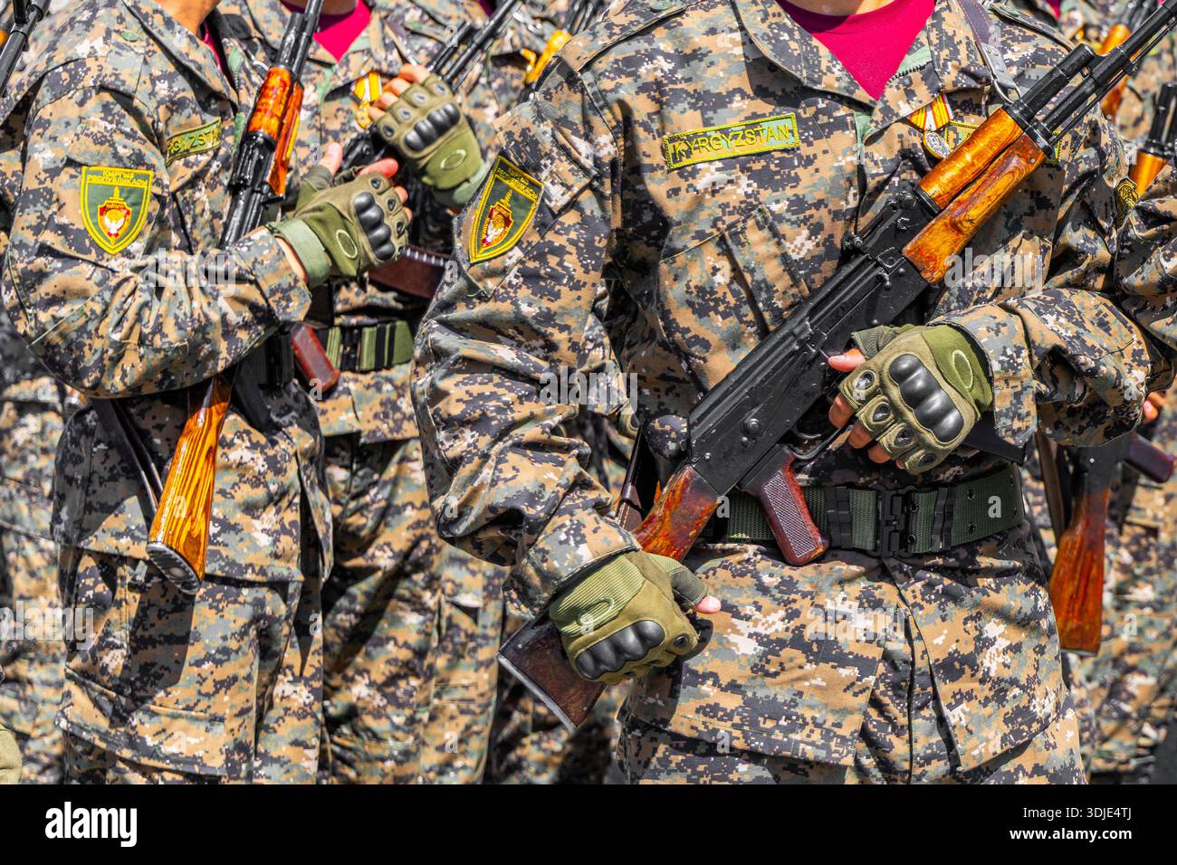 security and convoy service troops display serious emotions while ...