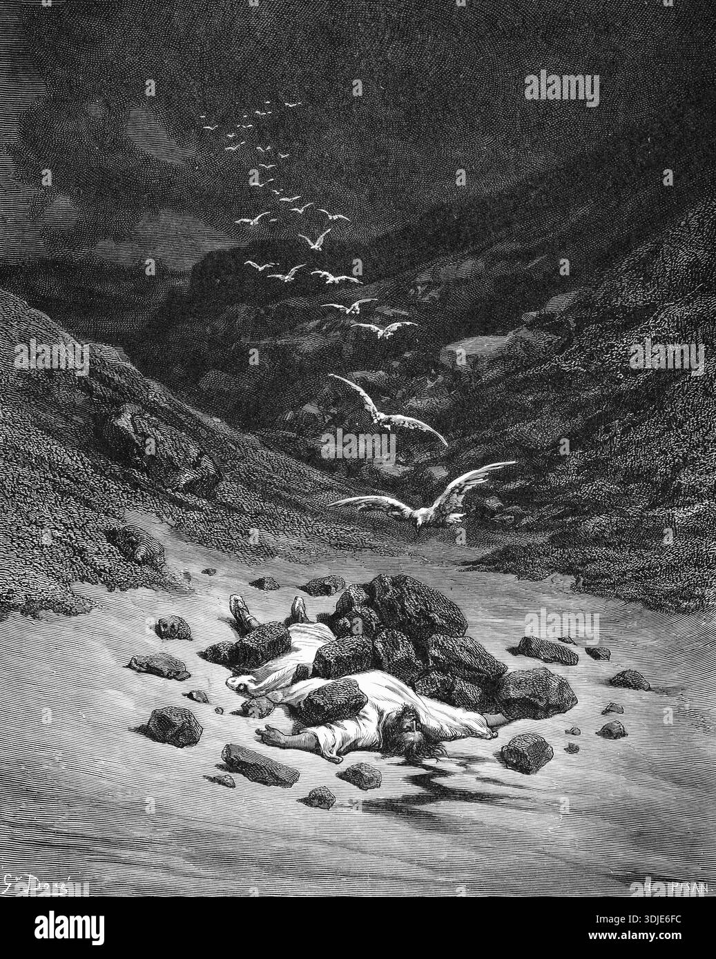 The stoning of Achan, Israelites stone Achan in the Achor valley, book ...