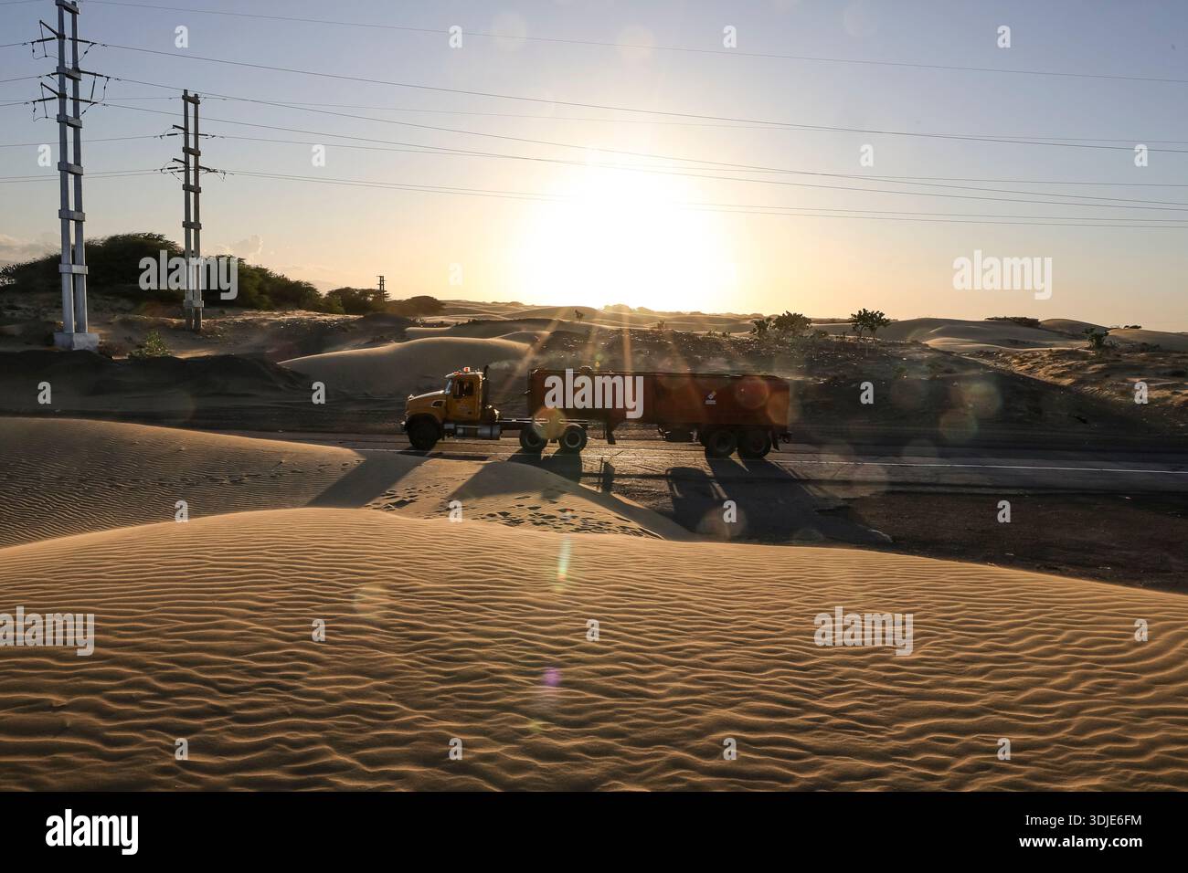 23 January 2026, Venezuela, Médanos de Coro: A truck carrying petroleum ...