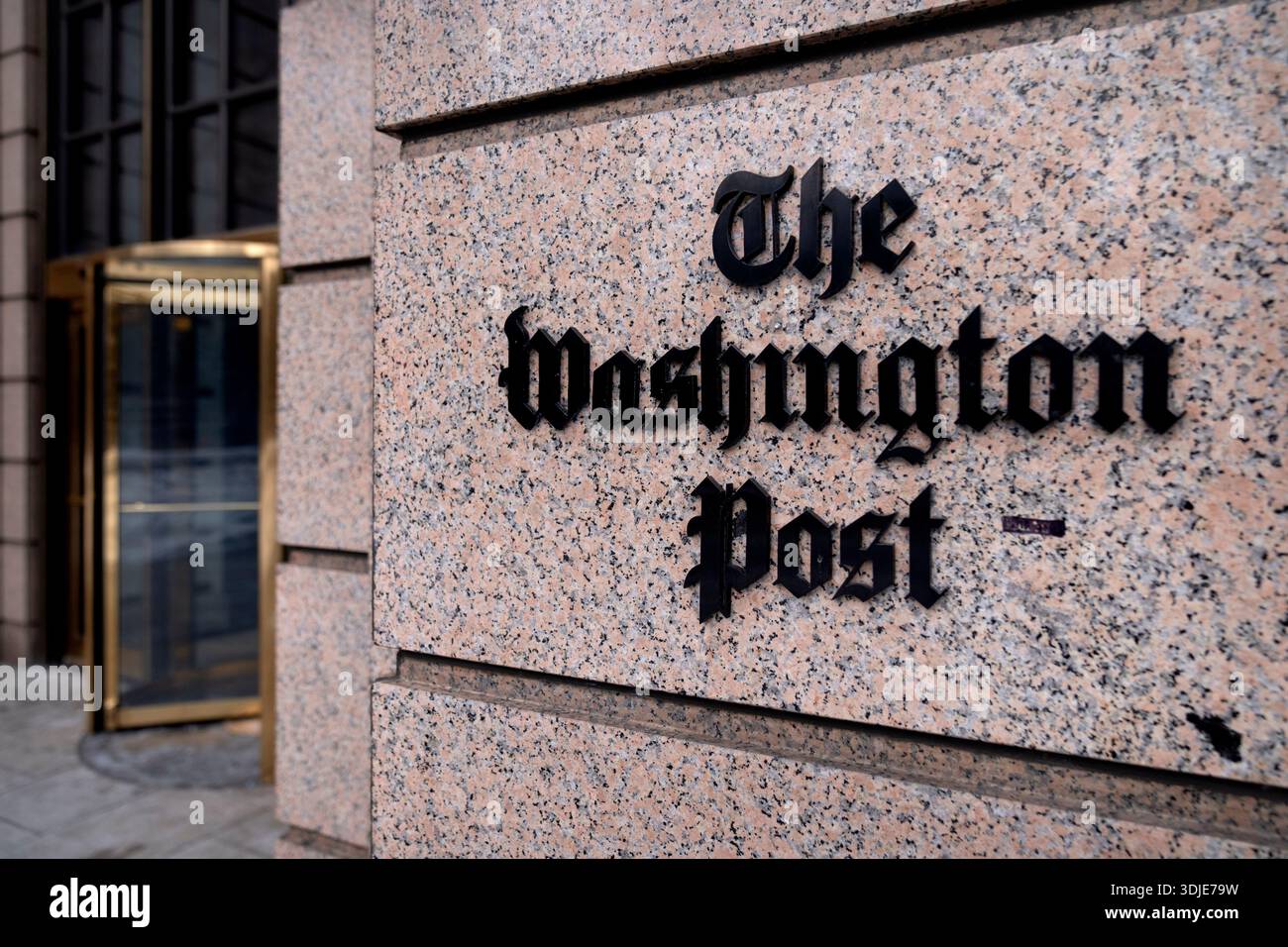 A sign for the Washington Post is seen at the company's offices, Monday ...