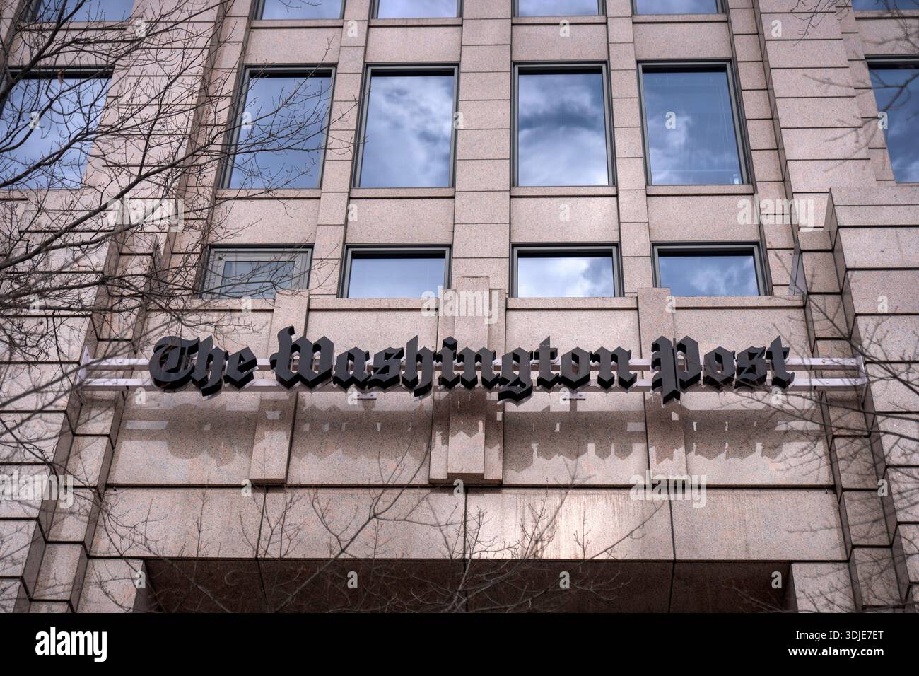 A sign for the Washington Post is seen at the company's offices, Monday ...