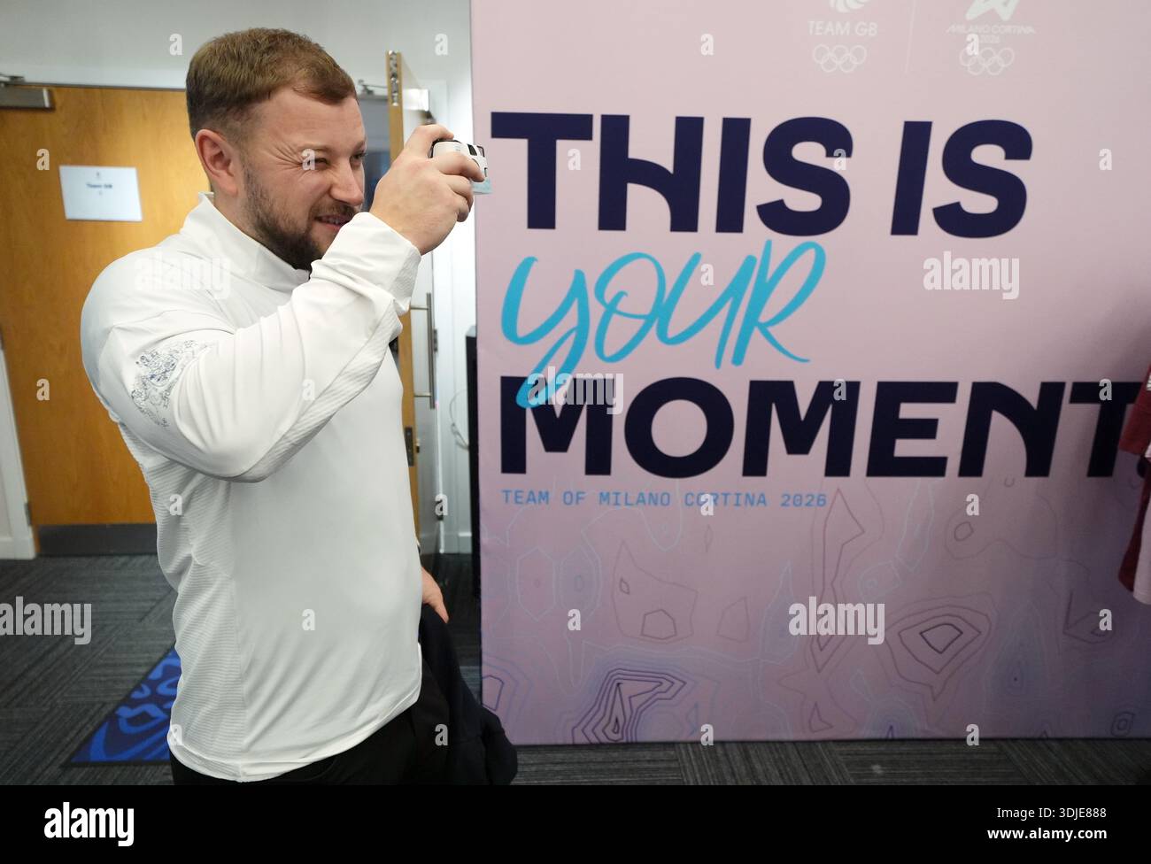 Curler Kyle Wadell during a Team GB kitting out session for Milano ...