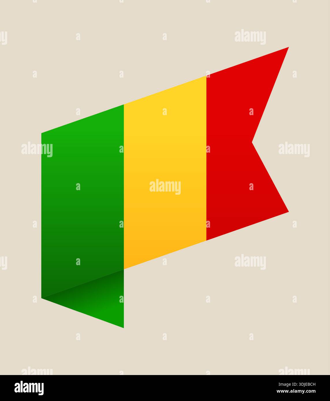 Flag of Mali presented as a stylish vector ribbon banner, a patriotic ...