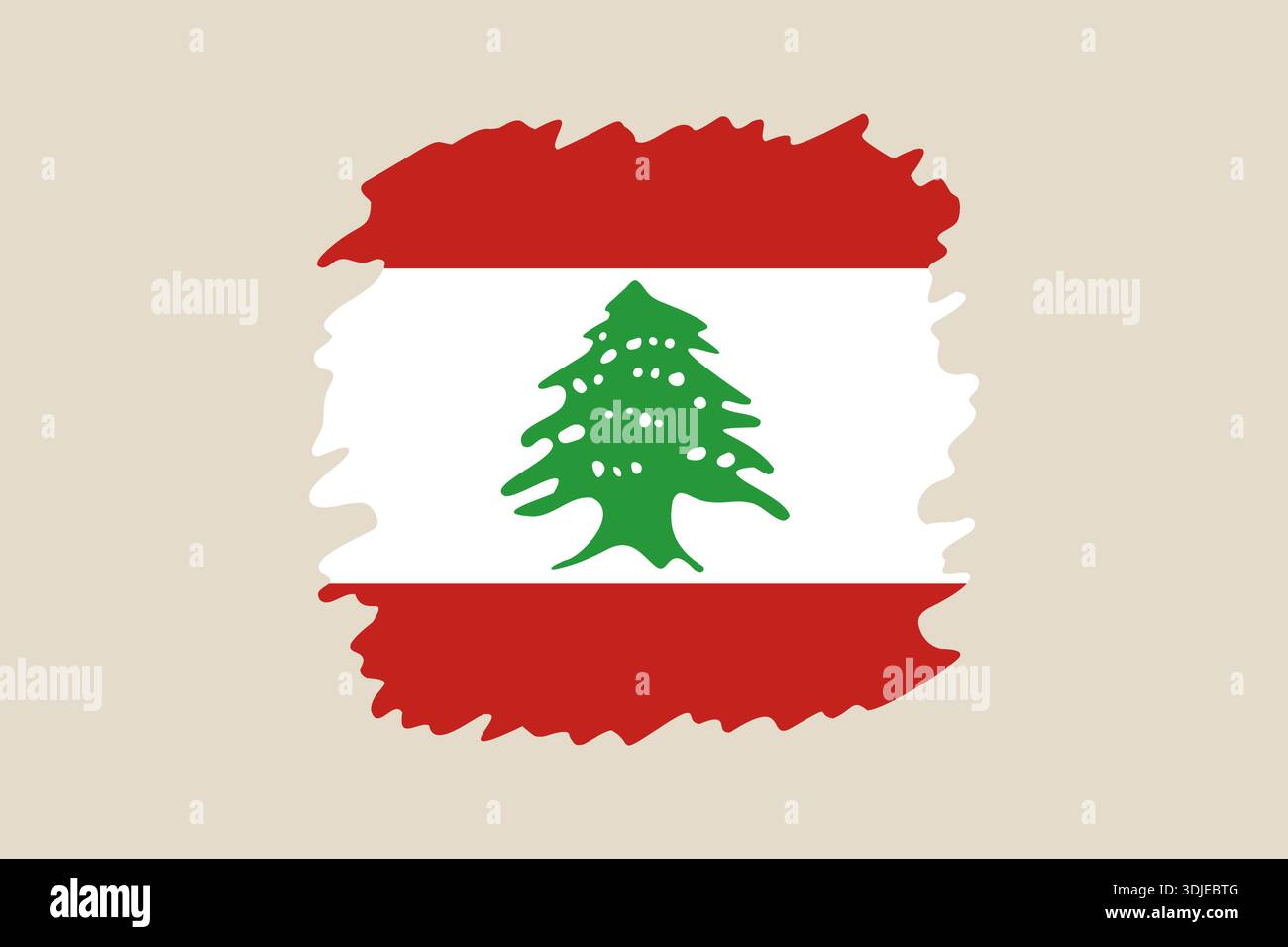 Lebanon National Flag with Cedar Tree designed with a hand-drawn brush ...