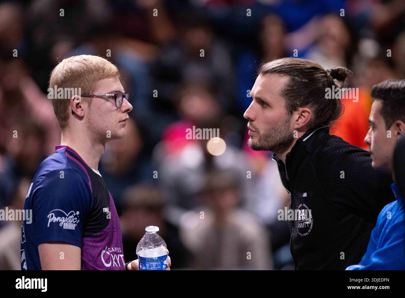 Felix Lebrun of Montpellier and coach Vincent Avril during Pro A 2025/ ...
