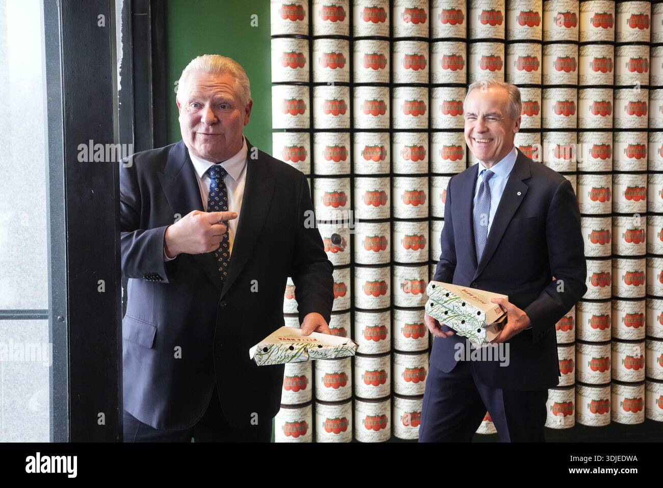 Prime Minister Mark Carney and Ontario Premier Doug Ford order pizza at ...