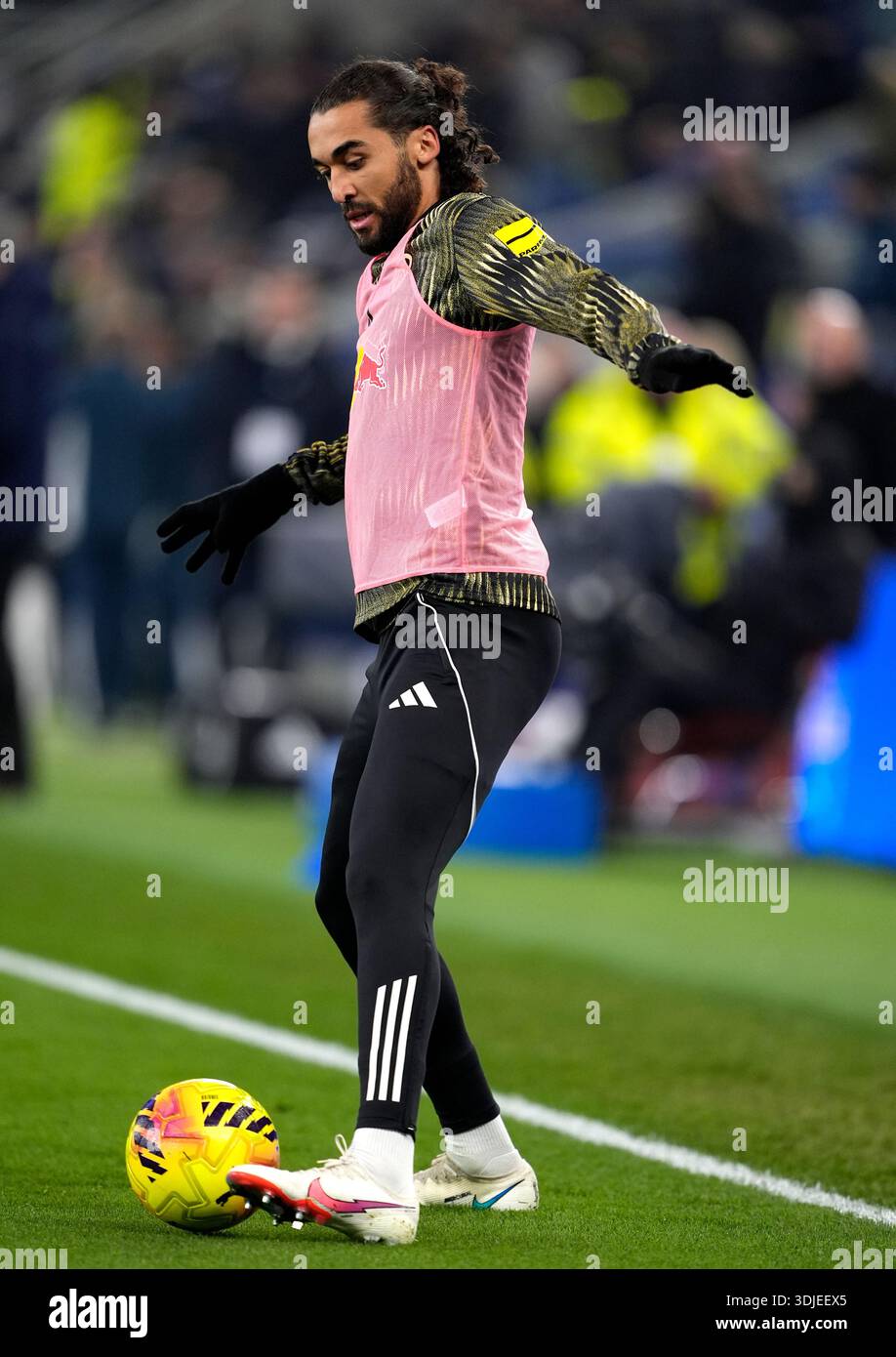 Leeds United's Dominic Calvert-Lewin warming up ahead of the Premier ...