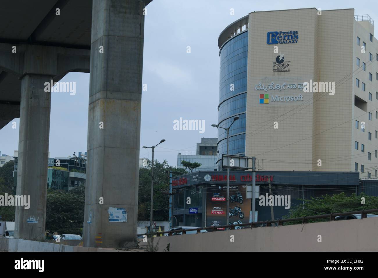 A Microsoft office building displays the company's logo in Bengaluru ...