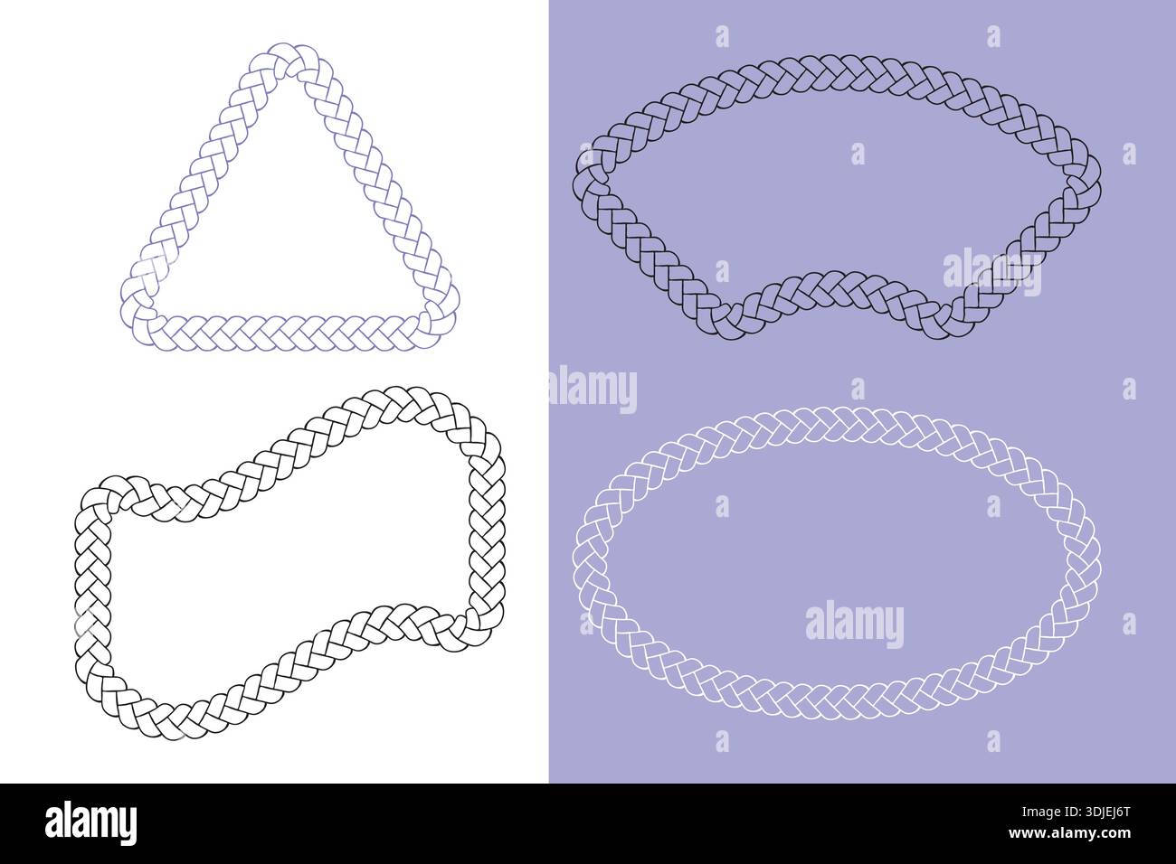 Braid frame outline set, arch circle flag geometric shape border ...