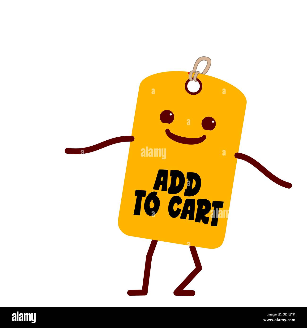 Cute and friendly price tag character illustration in a flat cartoon ...