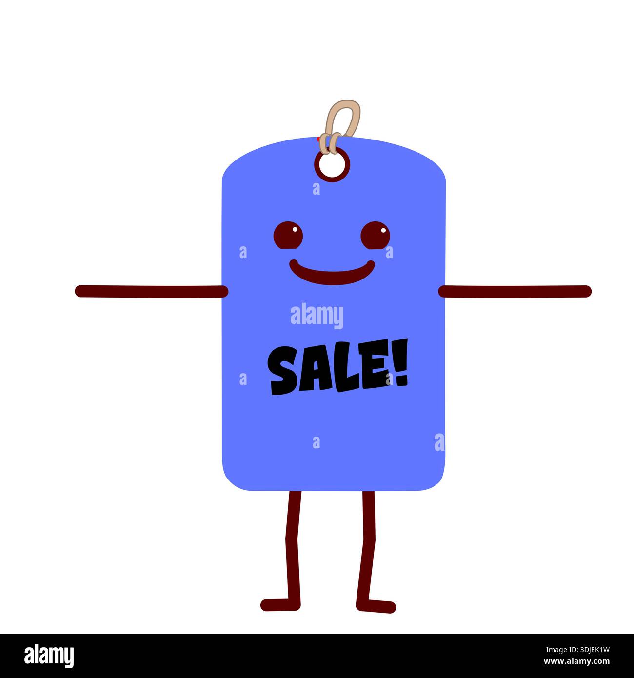 Cute and friendly price tag character illustration in a flat cartoon ...